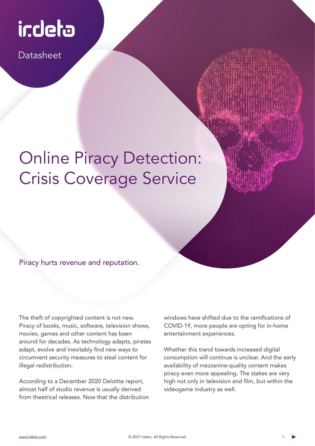 Datasheet Online Piracy Detection Crisis Coverage Services