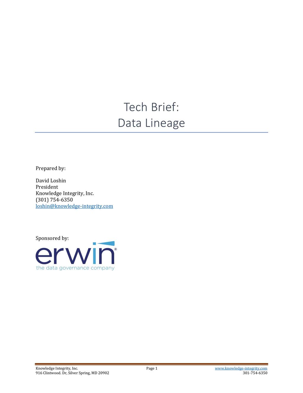 Tech Brief Data Lineage | White Paper