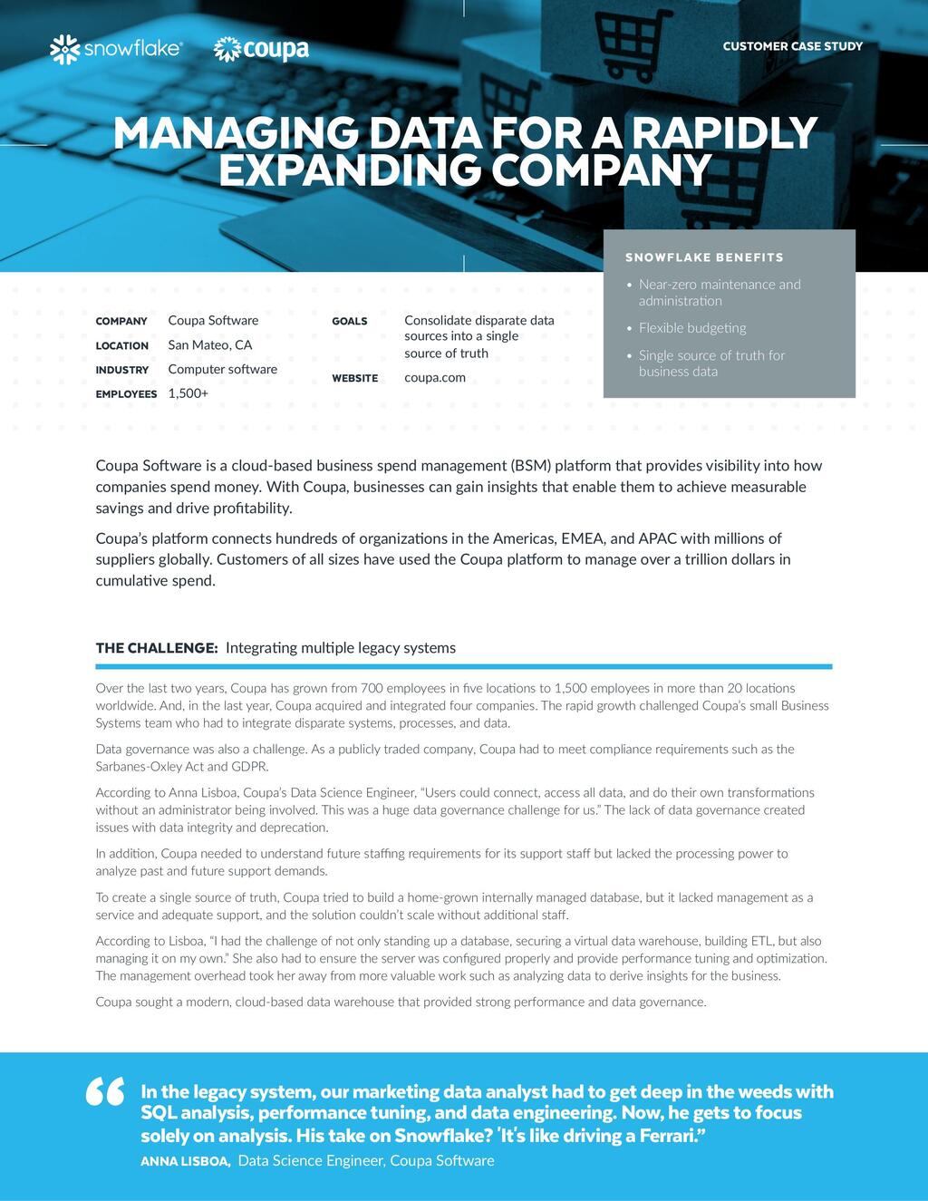 Coupa - MANAGING DATA FOR A RAPIDLY EXPANDING COMPANY