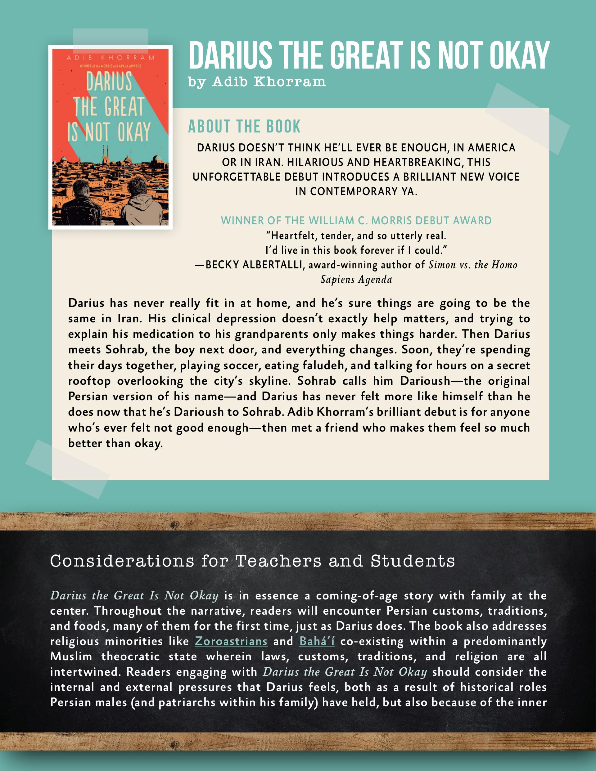 Darius the Great is Not Okay Disruptive Text Guide