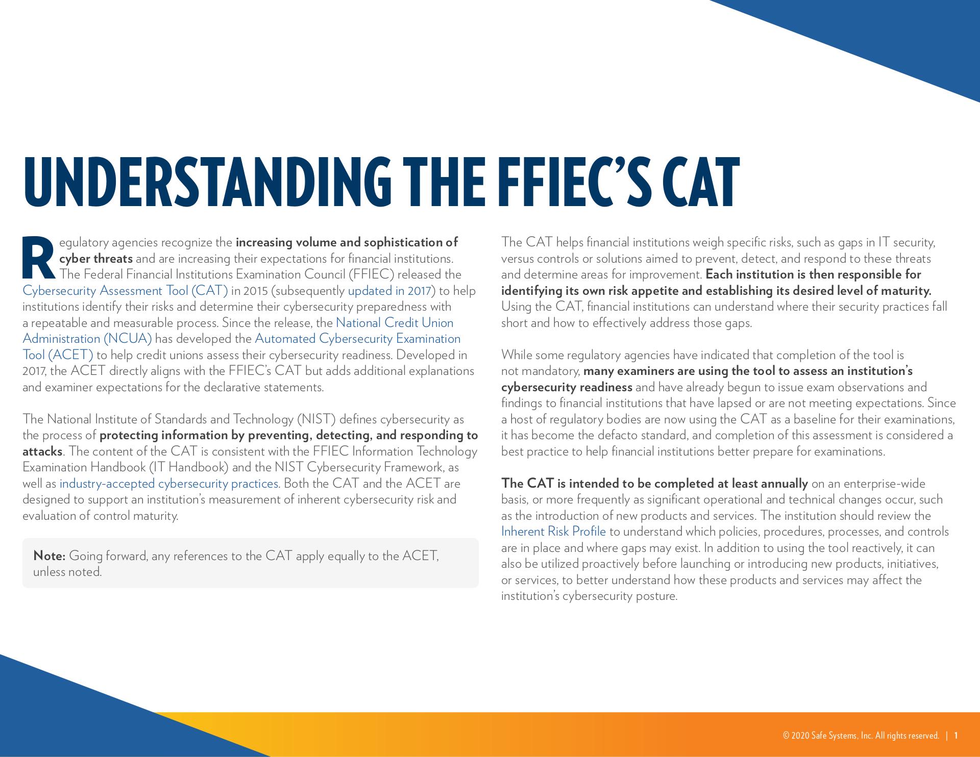 Understanding the FFIEC's CAT